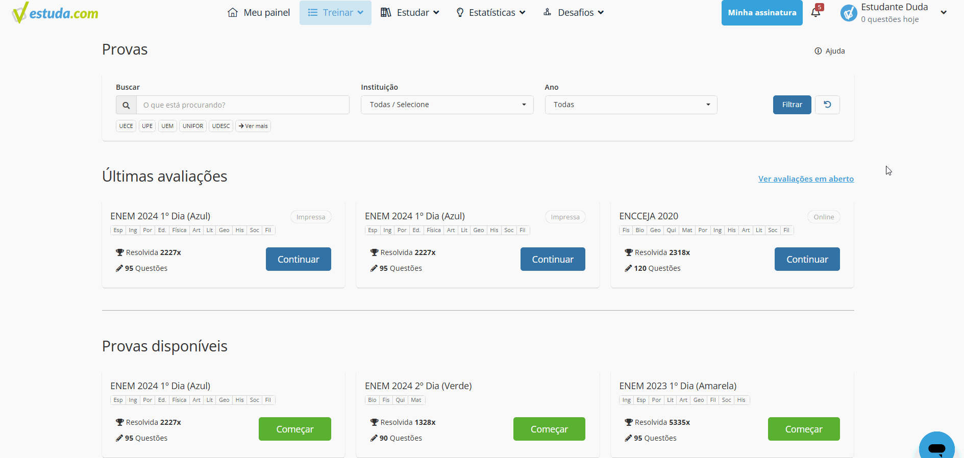 Como solicitar prova? – Central de Ajuda | Estuda.com
