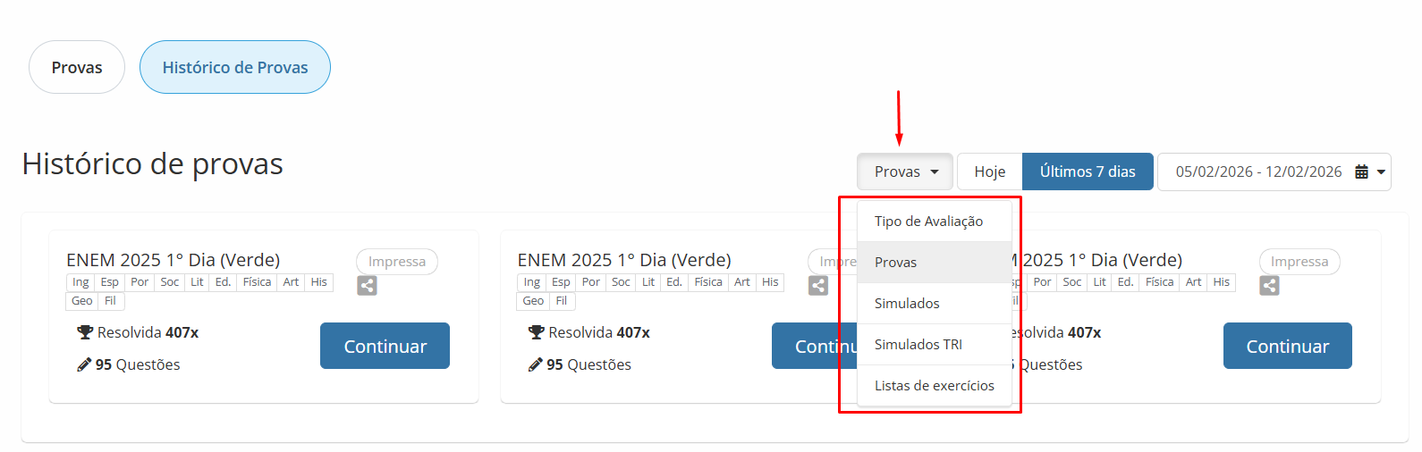 Como consultar o histórico de provas realizadas anteriormente – Central ...
